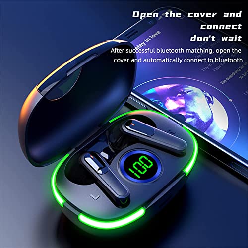 SMLLDFC Bluetooth 5.1 Digital Display Noise Reduction Bluetooth Earbuds - in-Ear Built-in Mic Light-Weight Stereo Hi-Fi Headset Gifts with Charging Case Gifts for Office Outdoor Sport