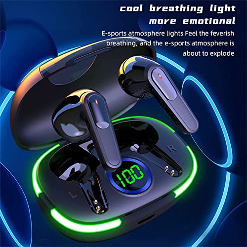 SMLLDFC Bluetooth 5.1 Digital Display Noise Reduction Bluetooth Earbuds - in-Ear Built-in Mic Light-Weight Stereo Hi-Fi Headset Gifts with Charging Case Gifts for Office Outdoor Sport