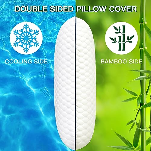 OTOSTAR Memory Foam Pillow, Cooling & Ventilated Bed Pillow with Washable Cooling Pillow Cover, Breathable Memory Foam Pillow for Sleeping, 1 Pack Queen Size