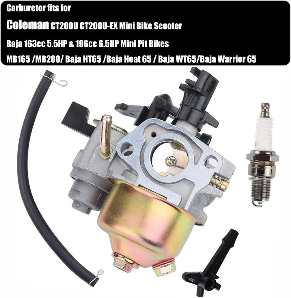 Carburetor Compatible with Coleman Powersports 196cc CT200U CT200U-EX Trail 200 Mini Bike Baja HT65 WR65 Carb with Gaskets Fuel Line Filter