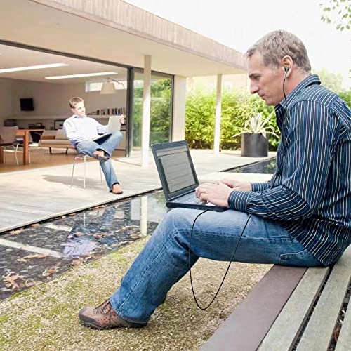 TRYING Long Cord Earplug Headphones for TV Watching and Monitoring, with Microphone Call Controller,Noise Cancelling Music Headphones,3.5mm Wired Earbuds Computer Voice Headset (with Microphone)