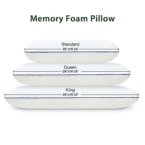 OTOSTAR Memory Foam Pillow, Cooling & Ventilated Bed Pillow with Washable Cooling Pillow Cover, Breathable Memory Foam Pillow for Sleeping, 1 Pack Queen Size
