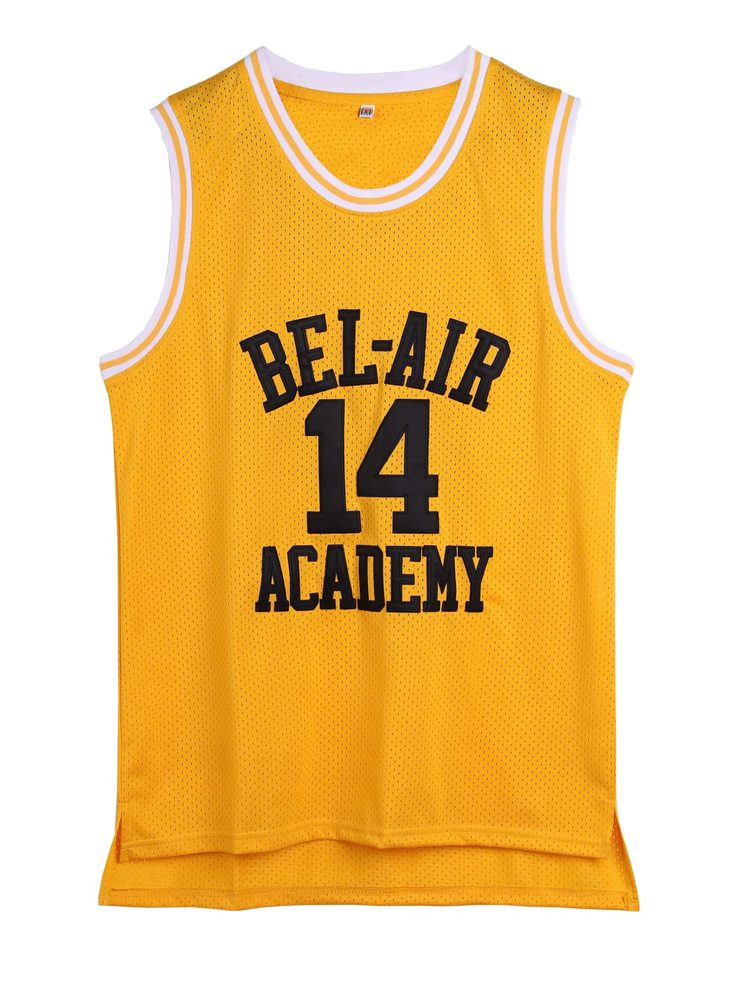 Amzdest 90s The Fresh Prince of Bel Air Academy #14 Jersey Shirt for Men and Women, Unisex Basketball Jersey for Theme Party (Yellow, Large)