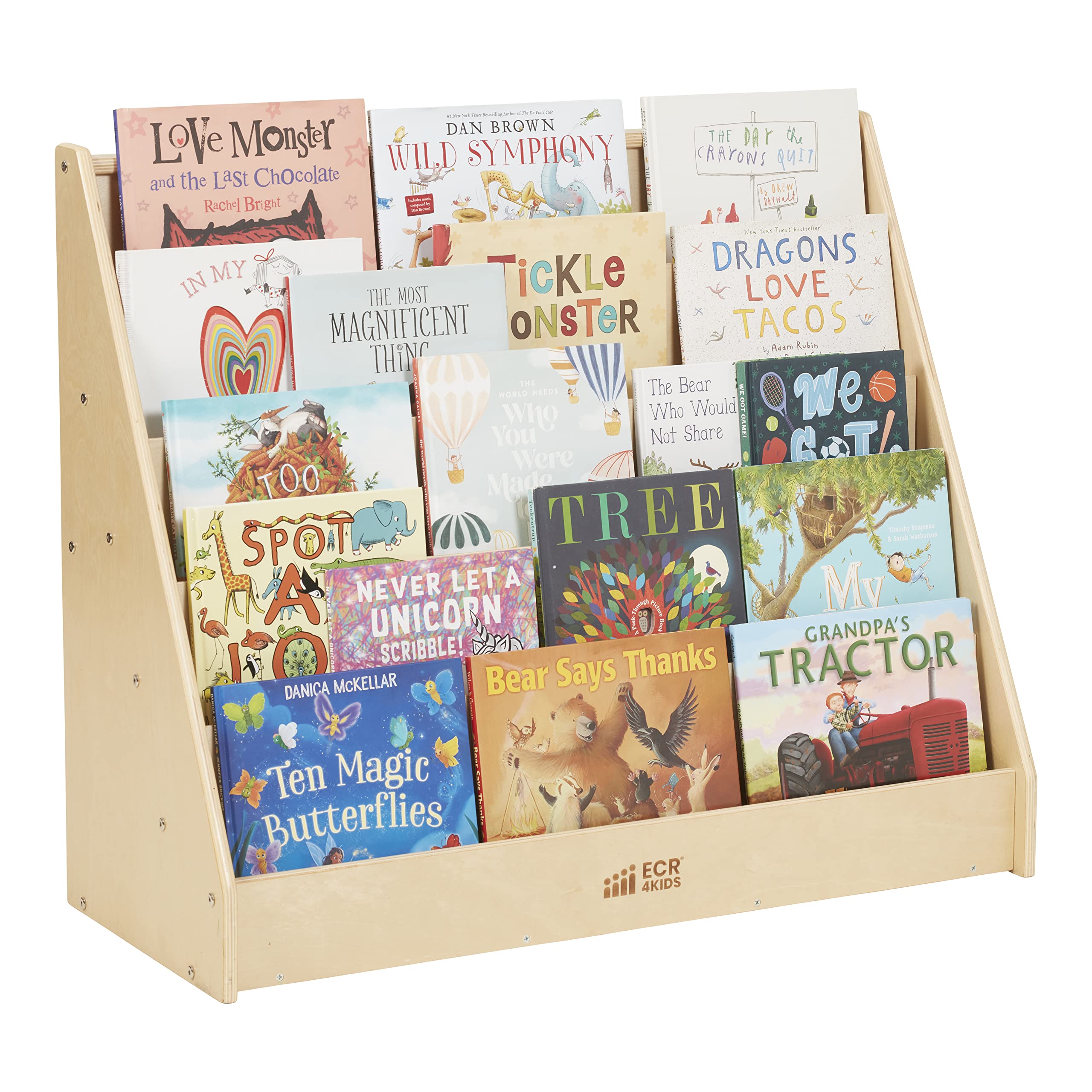 ECR4Kids Single-Sided Book Display, Classroom Bookshelf, Natural