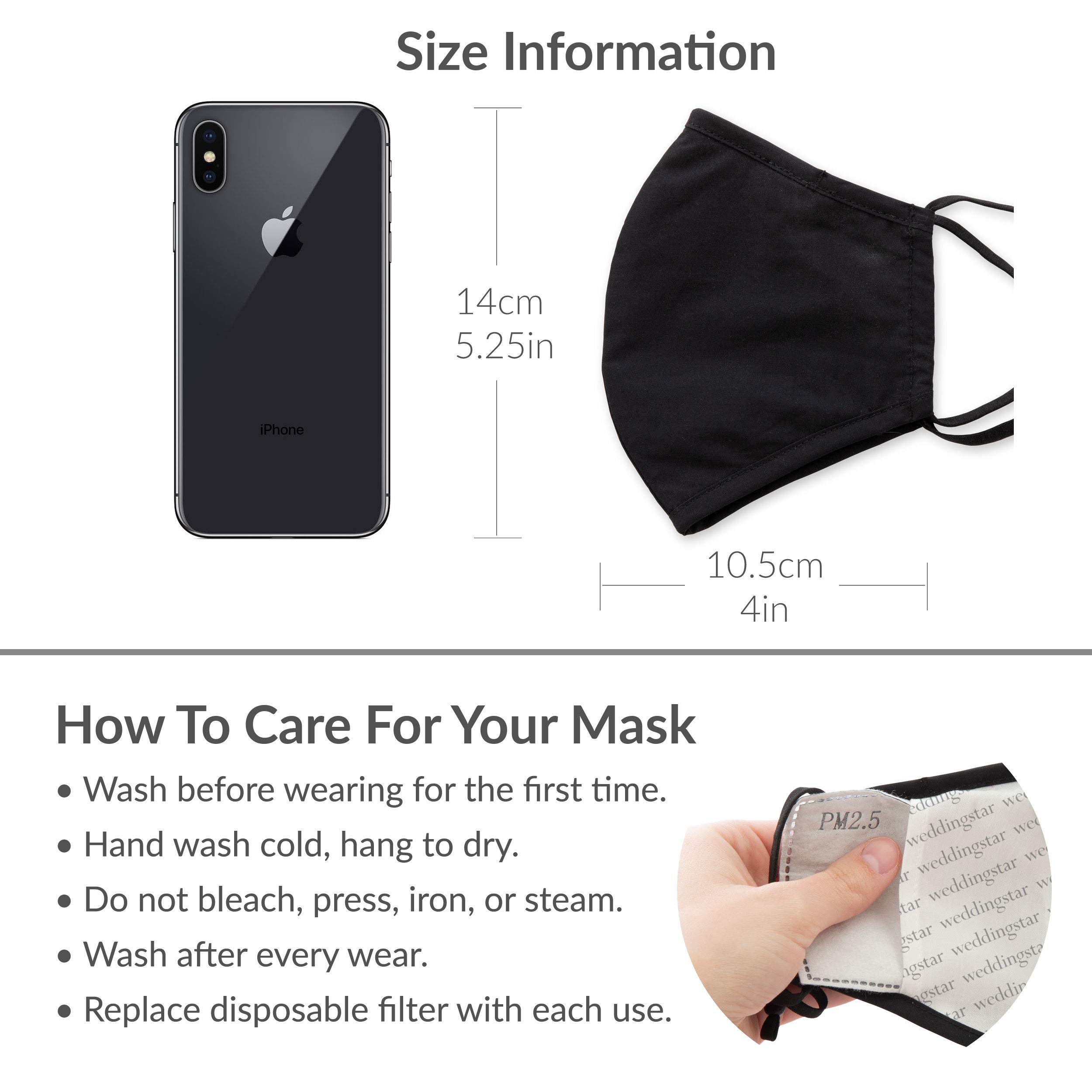 WEDDINGSTAR 3-Ply Adult Washable Cloth Face Mask Reusable and Adjustable with Filter Pocket - Ivory