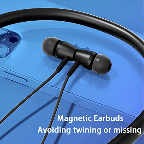yi-shaney Bluetooth 5.0 Wireless Neckband Headphones with 20 H Playtime, Built-in Mic Lightweight Magnetic Earbuds, Crystal-Clear Voice and Noise Cancelling Headset Sweatproof (Black)