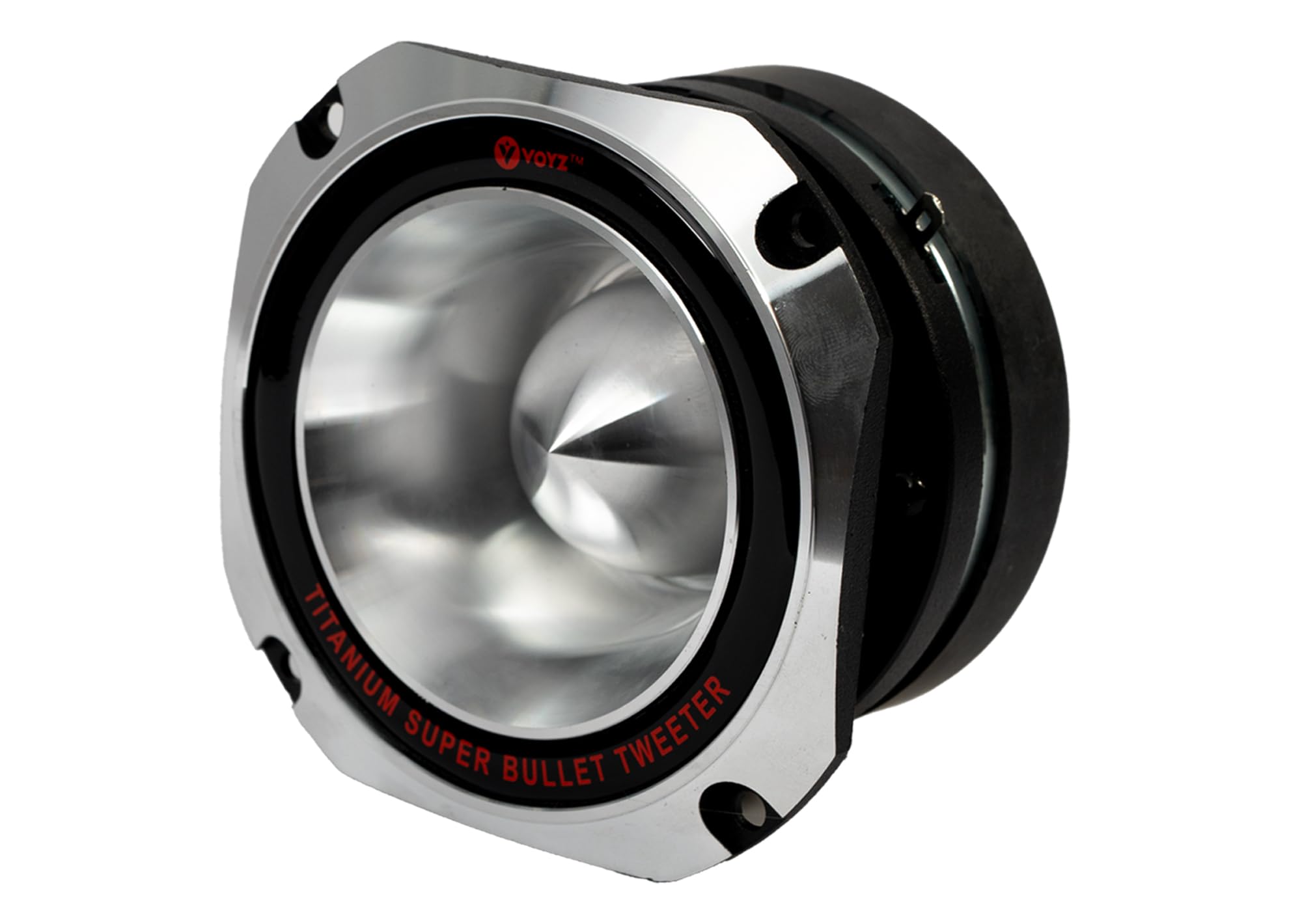 VOYZ Super Tweeter Speaker Titanium Diaphragm 4-8 ohms 500 Watt Super Tweeter 4” Super Horn Heavy Duty Chrome Finish with Crossover Capacitor (1 Pair)