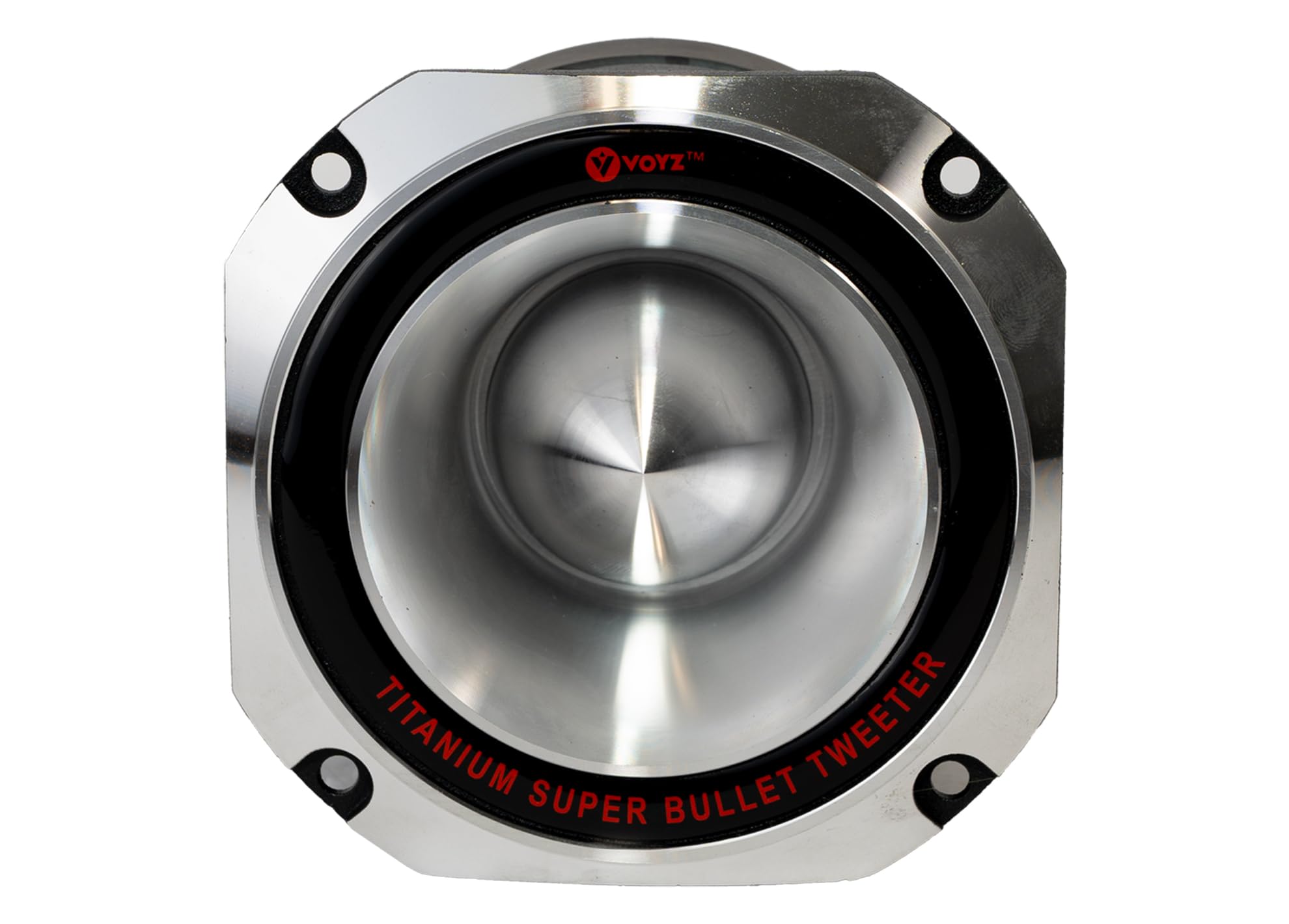VOYZ Super Tweeter Speaker Titanium Diaphragm 4-8 ohms 500 Watt Super Tweeter 4” Super Horn Heavy Duty Chrome Finish with Crossover Capacitor (1 Pair)