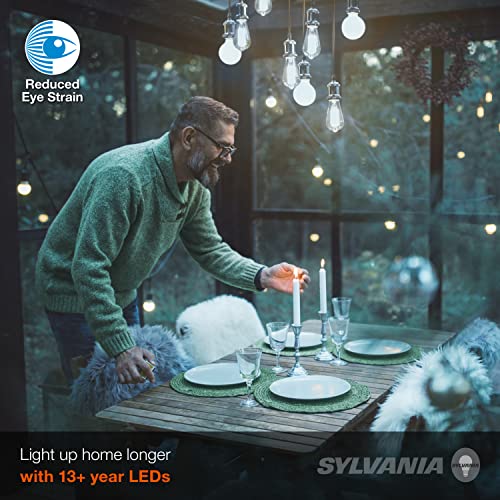 LEDVANCE Sylvania Reduced Eye Strain G25 Globe LED Light Bulb, 60W = 6W, 13 Year, Dimmable, Clear, 5000K, Daylight - 6 Pack (41244)