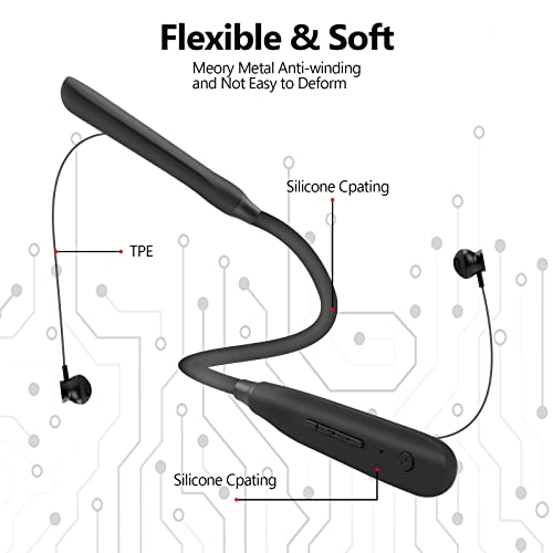 LHBHT Neckband Bluetooth Headphones,V5.0 Wireless Bluetooth Neck Headphones 10 Hours Playtime,Running Bluetooth Earbuds for Gym,Stereo Earphones for Workout and Sports Compatible with iPhone Android