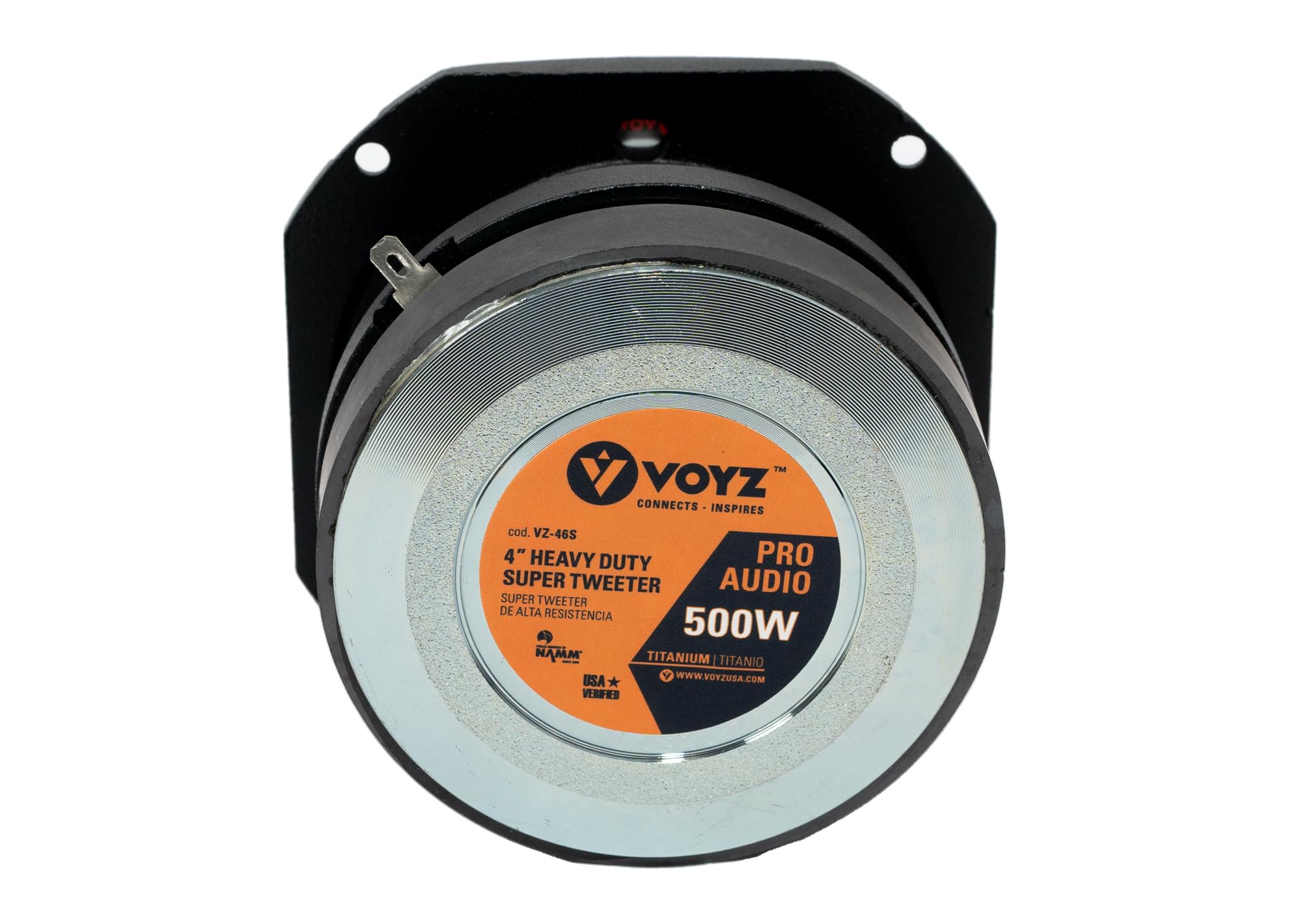 VOYZ Super Tweeter Speaker Titanium Diaphragm 4-8 ohms 500 Watt Super Tweeter 4” Super Horn Heavy Duty Chrome Finish with Crossover Capacitor (1 Pair)