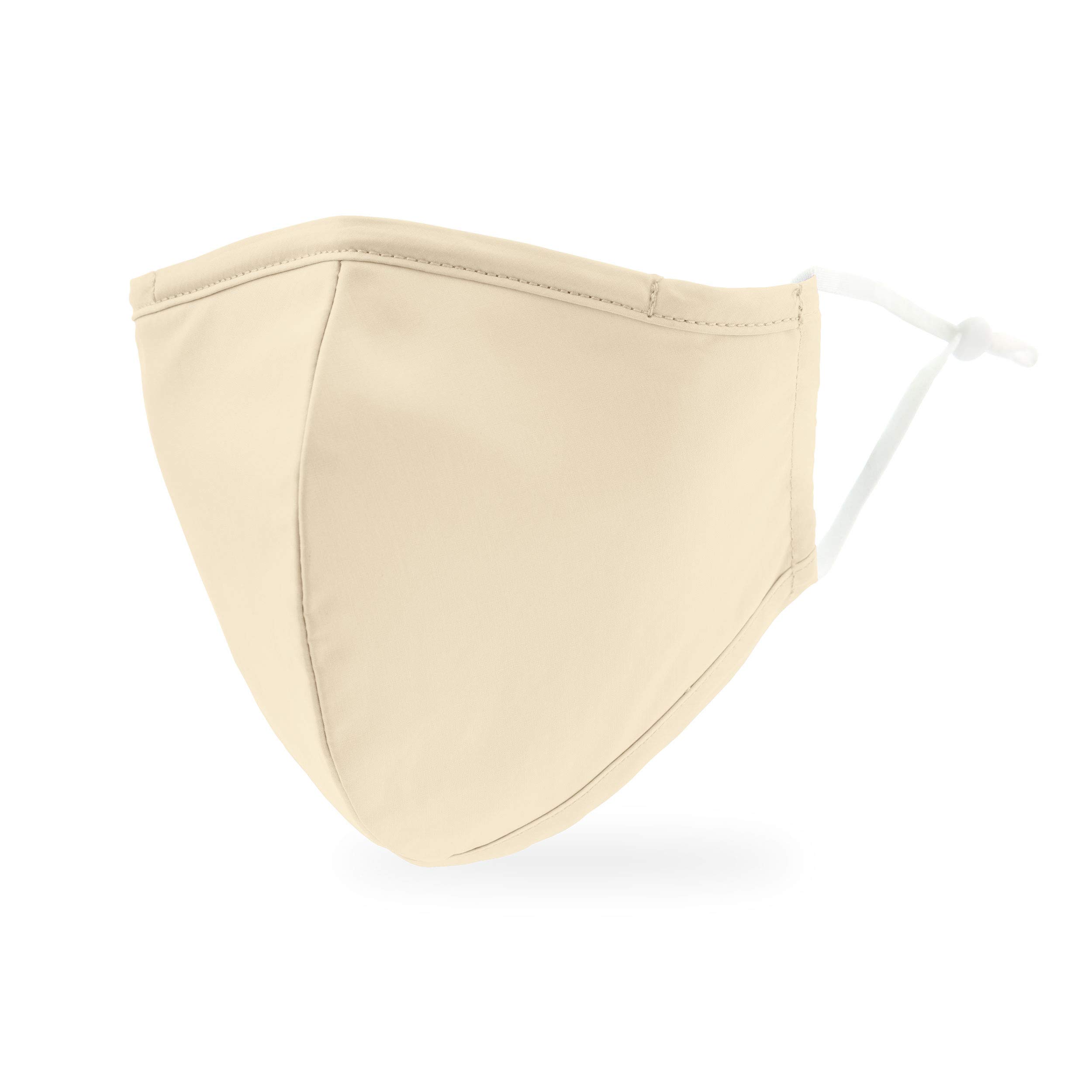 WEDDINGSTAR 3-Ply Adult Washable Cloth Face Mask Reusable and Adjustable with Filter Pocket - Ivory