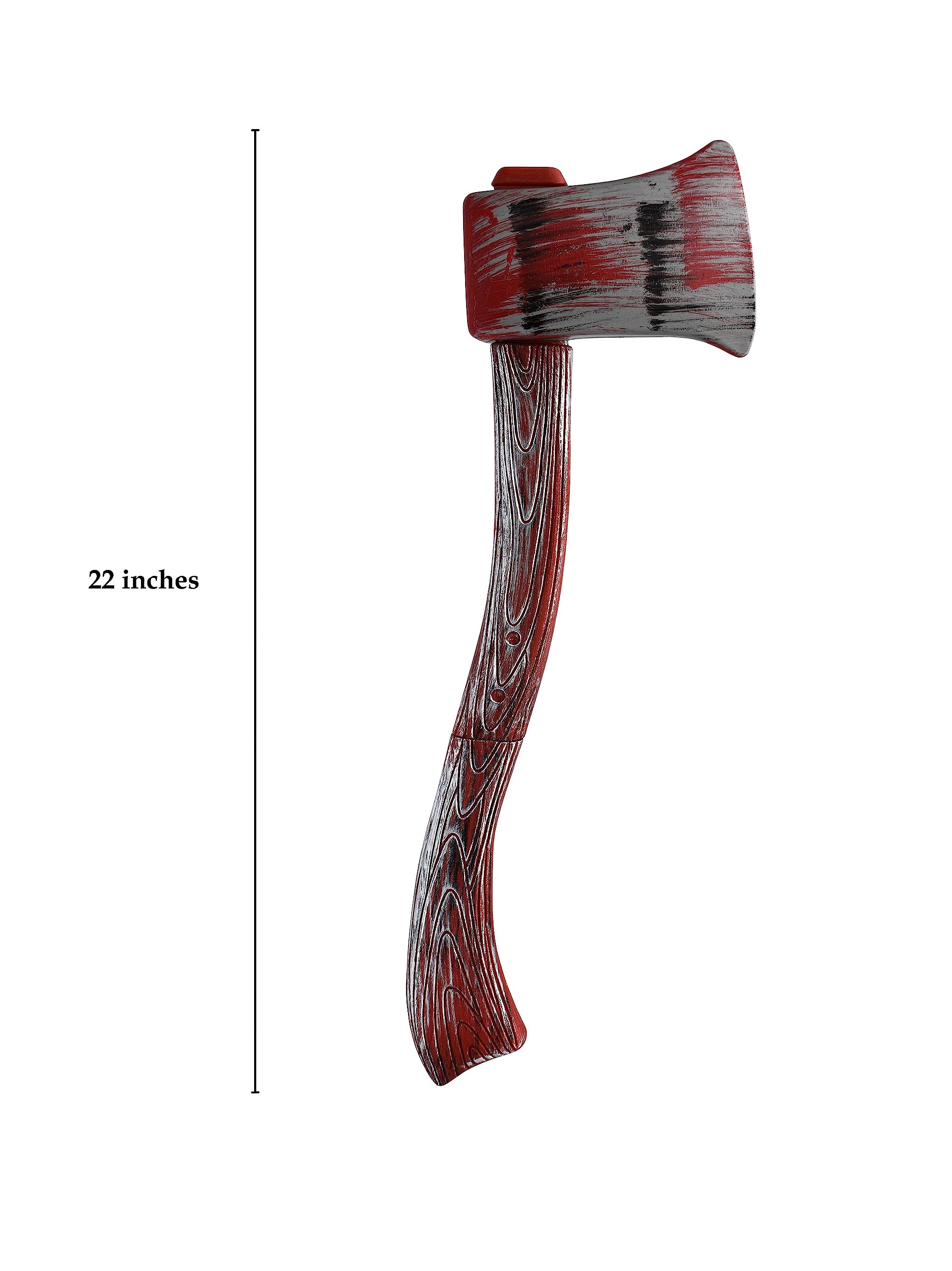 Nicky Bigs Novelties Adult Fake Plastic Bloody Axe Prop - 3 Piece Long Axe Handle Lumberjack Costume Halloween Decoration