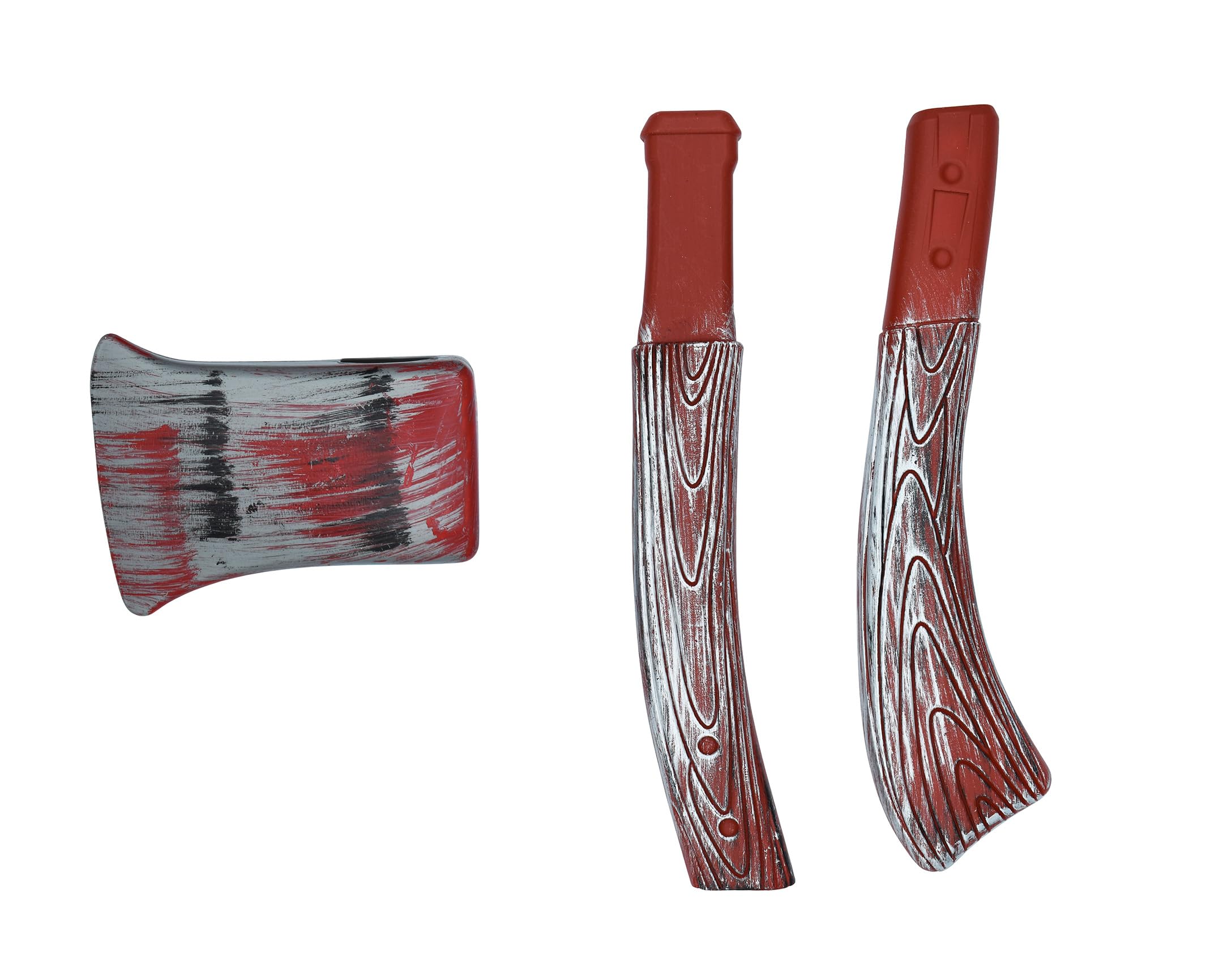 Nicky Bigs Novelties Adult Fake Plastic Bloody Axe Prop - 3 Piece Long Axe Handle Lumberjack Costume Halloween Decoration