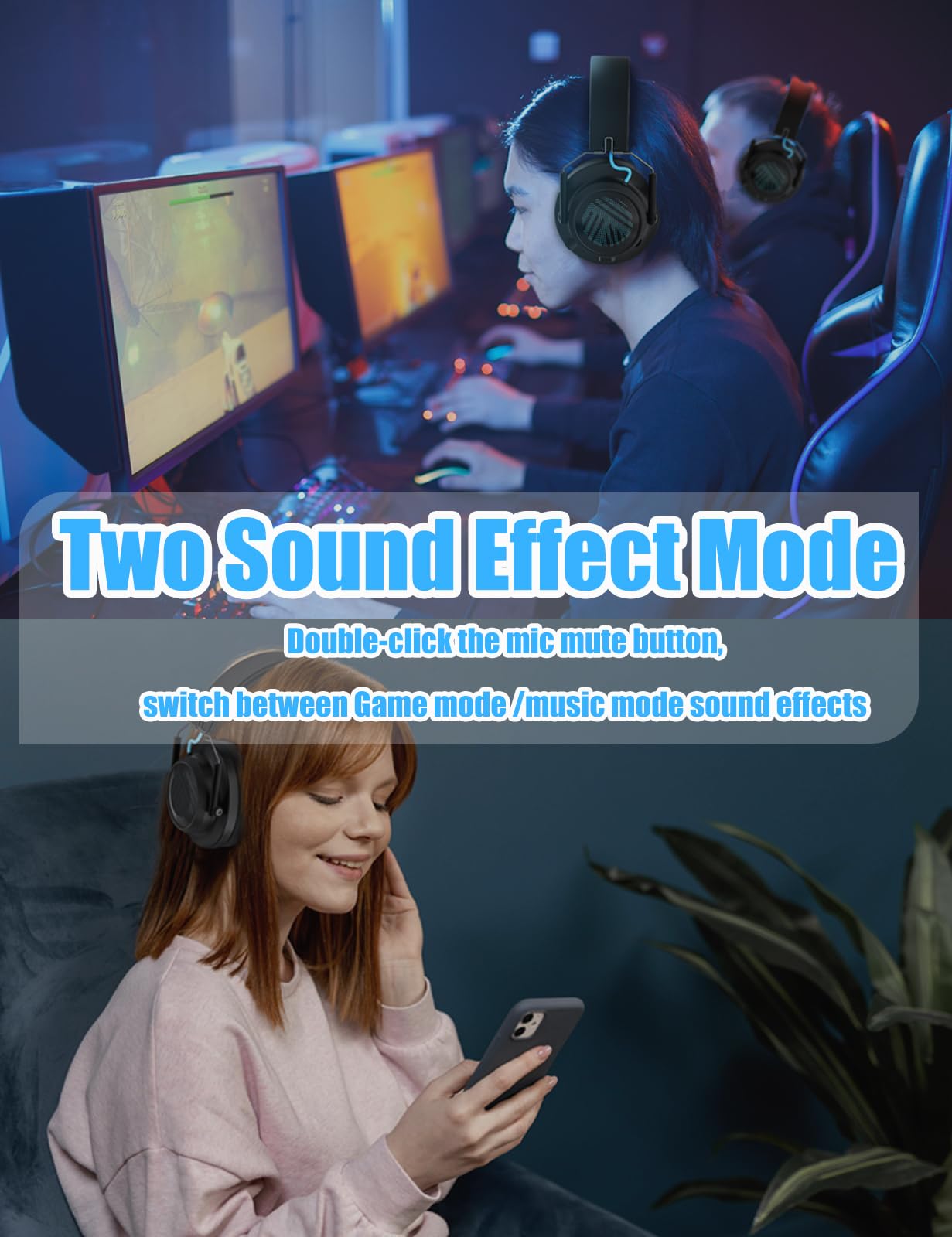ZIUMIER Wireless Gaming Headset - Low Latency 2.4G Wireless + Bluetooth Gaming Headphones for PC, PS5, PS4, Switch, Mobile - Noise Cancelling Microphone - 50mm Drivers - USB-C Charging (Black)
