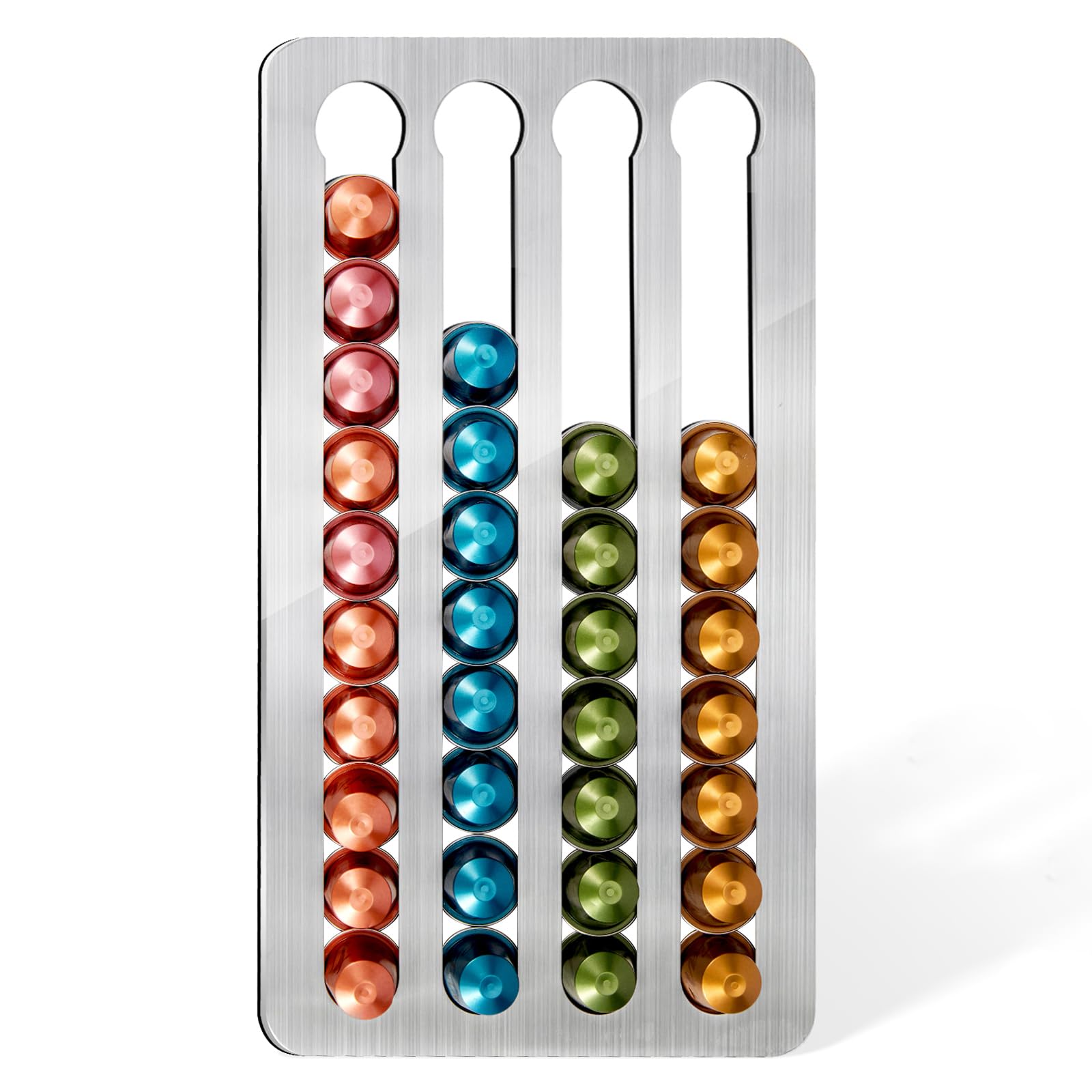 CusieryMax Coffee Pod Holder, Stainless Steel Adhesive 40pcs for Nespresso Original Line Pods, Coffee Pod Organizer Suitable for Kitchen Walls and Cabinets
