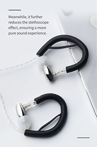 Removable Soft Silicone Earphone Hook Round Reinforced Headphones Sports Ear Hook for Earphones Earbuds Headset(1 Pair) (Black)
