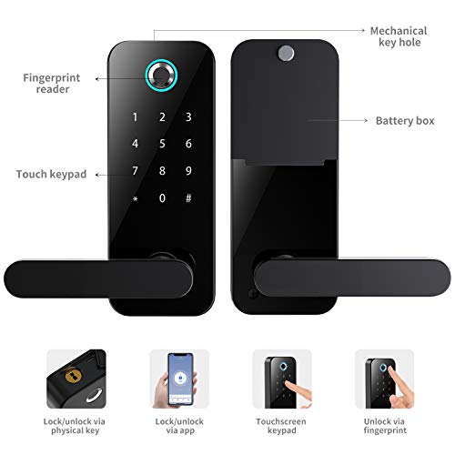 Smart Door Lock,Electronic Digital Bluetooth Smart Deadbolt,Keyless Entry Door Lock with Keypads,Gateway Hub Included, Work with Alexa and Google Home,Smart Life APP,Code for Home Apartment