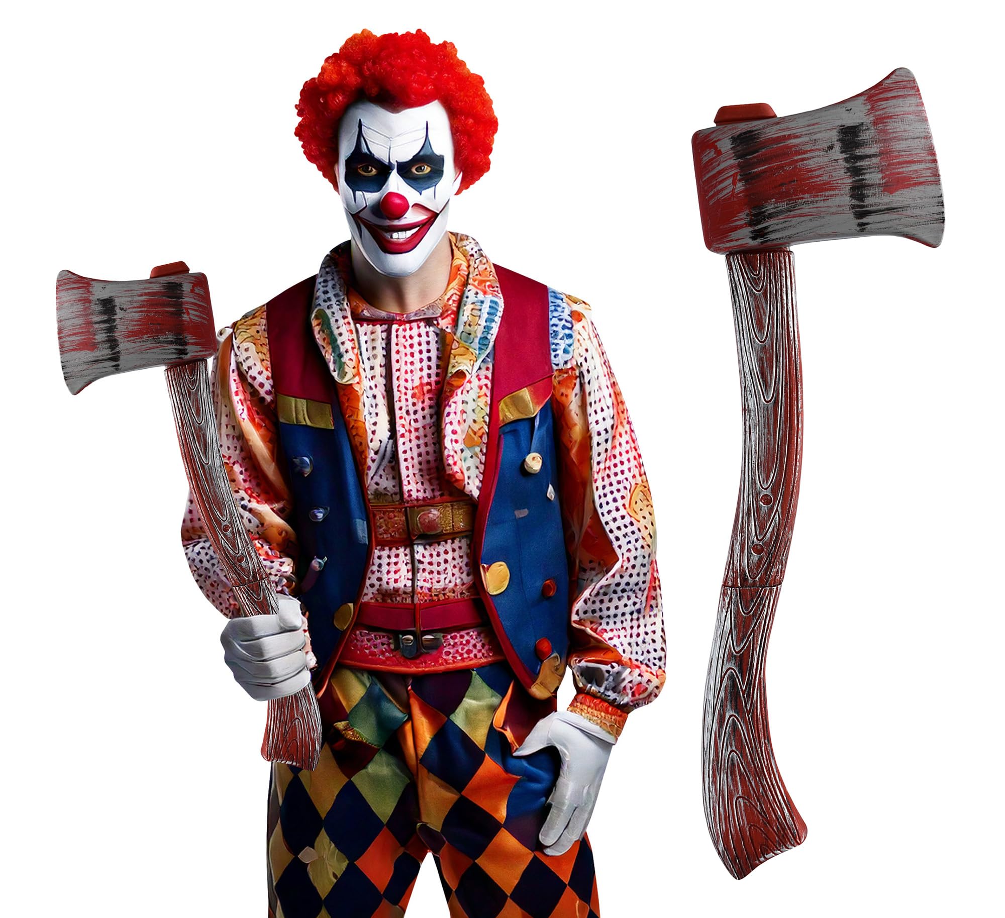 Nicky Bigs Novelties Adult Fake Plastic Bloody Axe Prop - 3 Piece Long Axe Handle Lumberjack Costume Halloween Decoration