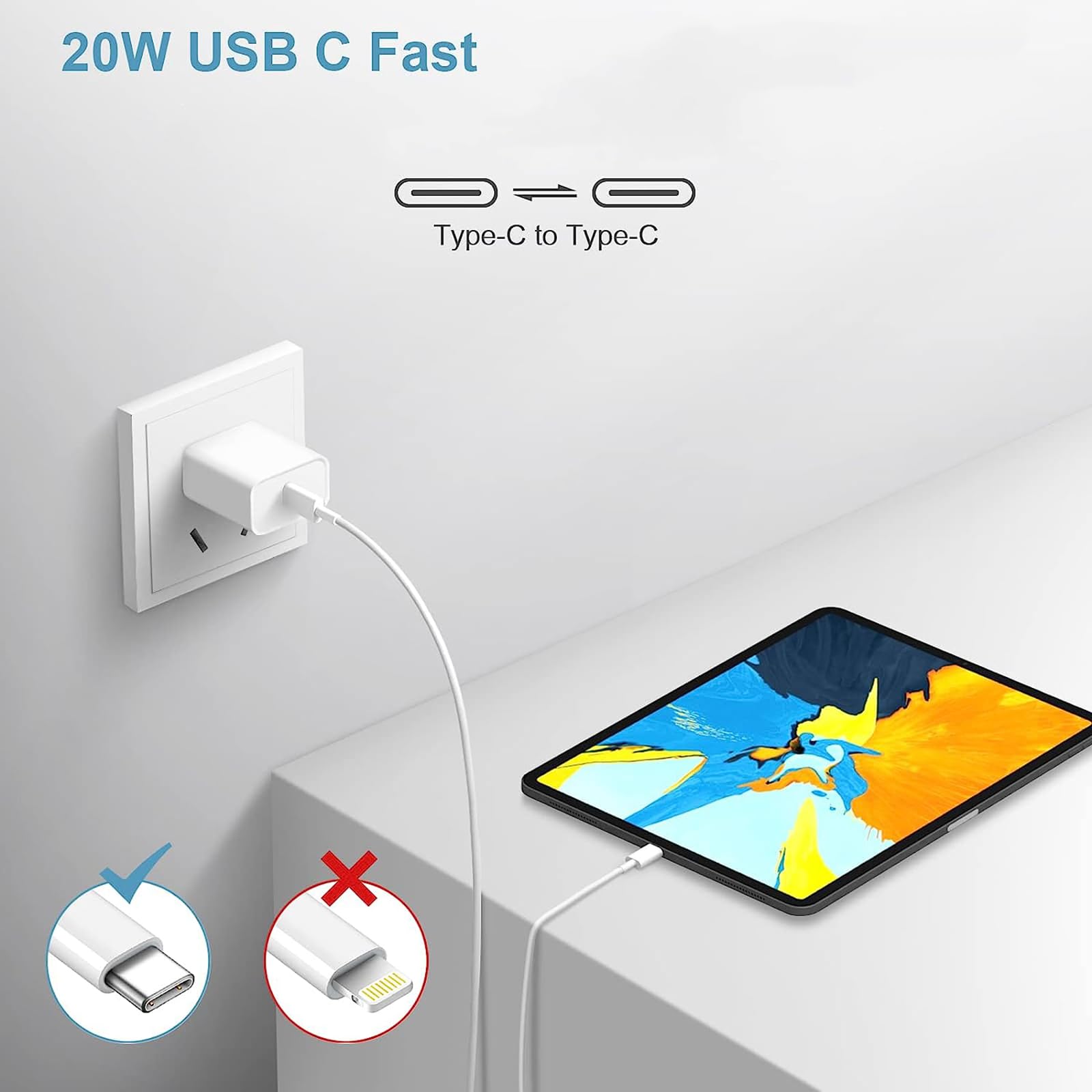 Works by Tek Styz PRO 5ft USB-C Cable Compatible with Your Sennheiser Momentum True Wireless 3 Hi Powered Cable (White 1.5M)