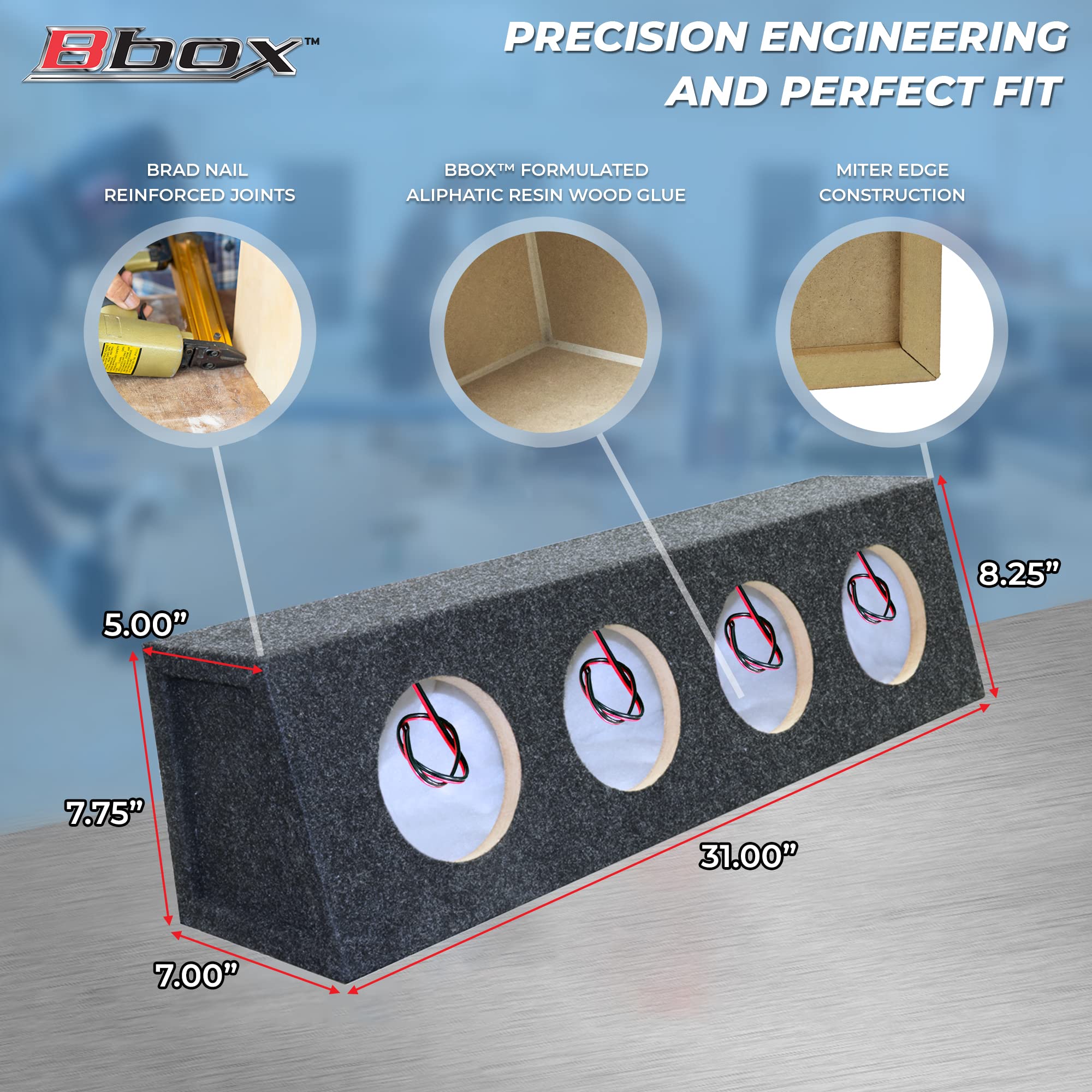 Atrend Bbox Pro Audio Tuned 4 Way 6.5 Wedge Shape Car Speaker Boxes & Enclosures-Speaker Box for Great Sound Quality for Home & Vehicle-Push and Insert Speaker Terminals - Four way 6.5 Speaker Boxes