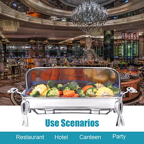 ORDINNER KIT Chafing Dish Buffet Set Server Stainless Steel Chafing Dishes Oven Safe Glass Rectangle Food Warmer for Parties 2.9L