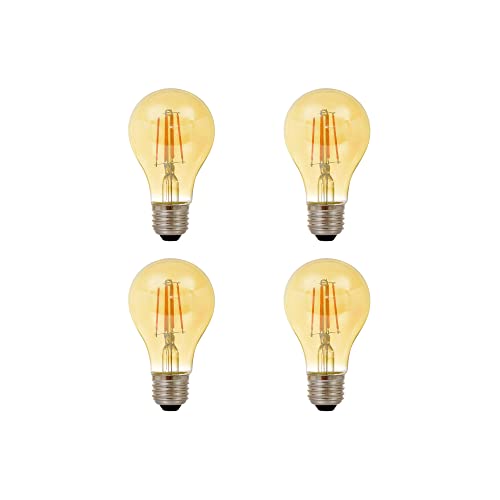 LEDVANCE Sylvania Vintage Filament LED Light Bulb, 60W = 6.5W, Dimmable, 13 Year, Amber Finish, 650 Lumens, 2175K, Amber Glow - 4 Pack (40063)