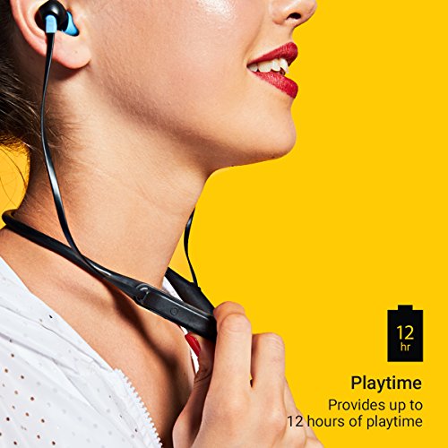 JAM Tune In Bluetooth Neckband Style Headphones 30 ft. Range, 12 Hour Playtime, Hands-Free Calling, Sweat and Rain Resisitant IPX4 Workout Earbuds Black