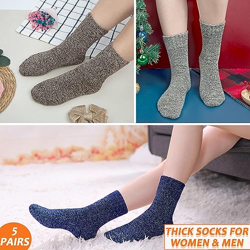 VoJoPi Wool Socks for Women Warm Winter Thick Cozy Fuzzy Crew Soft Socks Boot Socks Thermal Gifts for Women 5 Pairs