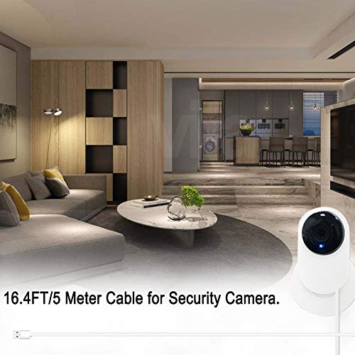 USB Charger with 16.4FT Power Extension Cable for Wyze Cam, Yi Camera,Oculus Go,Cloud Cam,Echo Dot Kid Edition,Nest Cam,Netvue,Blink,Furbo Dog Yi Dome Home Security Camera,Charging Supply Cord
