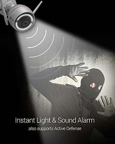 EZVIZ Security Camera Outdoor 1080P WiFi, Motion Alert with Strobe Light & Siren, IP66 Weatherproof, 100ft Night Vision, Two-Way Audio, Works with Alexa and Google(CTQ3W)