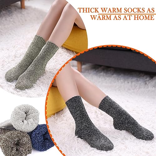 VoJoPi Wool Socks for Women Warm Winter Thick Cozy Fuzzy Crew Soft Socks Boot Socks Thermal Gifts for Women 5 Pairs