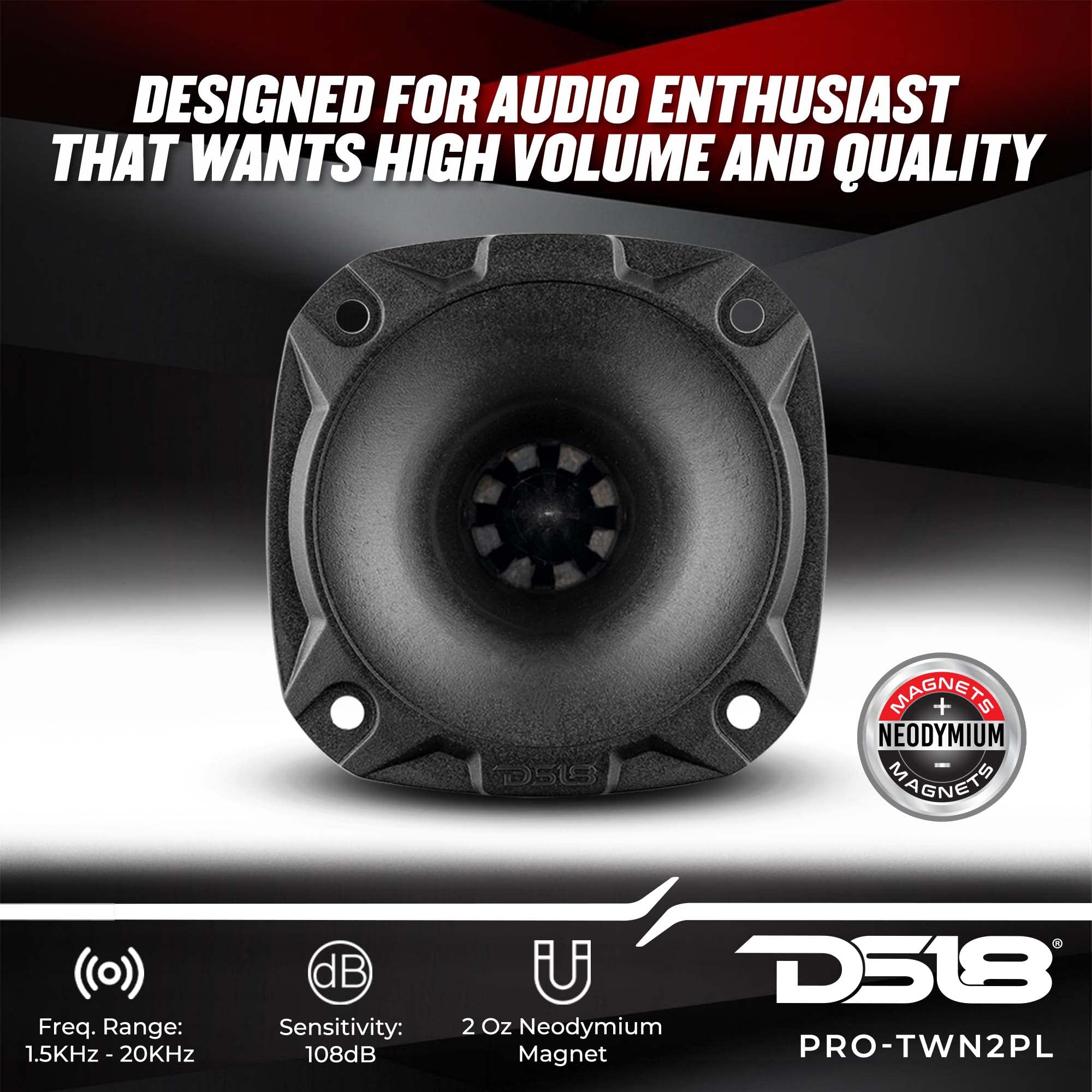 DS18 PRO-TWN2PL 3" High Compression Super Bullet Tweeter with 1" Polyester Voice Coil and Neodymium Magnet Tweeters are The Best in The Pro Audio and Voceteo Market (1 Speaker)