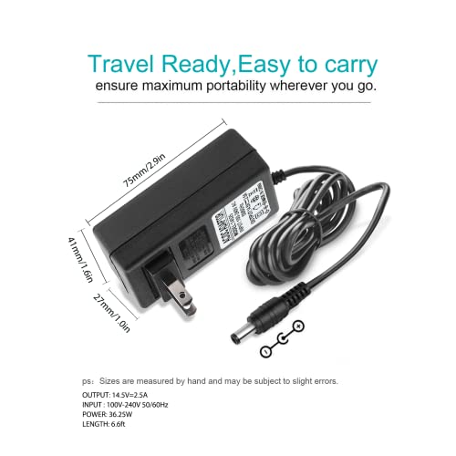 14.5V AC DC Adapter Charger Cable Cord Fit for Jawbone Big JAMBOX Wireless Bluetooth Speaker Charger J2011-03-US J2011-02-US J2011-01-US J2011-03 HDP40-145248W-1 Replacement Charging Power Supply Cord
