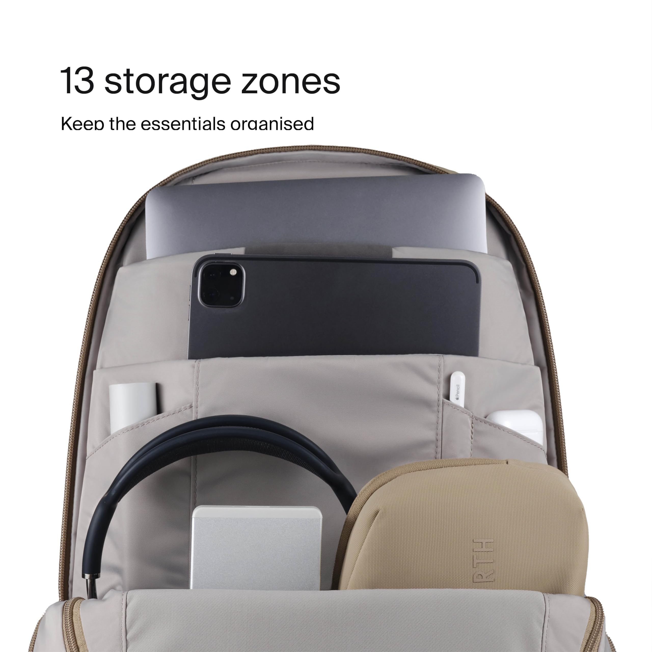 Urth Norite 24L Modular Camera & Laptop Travel Backpack β Water Resistant, Anti-Theft, Recycled Bag for DSLR, 13-16 Inch Laptop in Beige