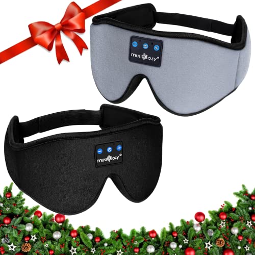 MUSICOZY Sleep Headphones Bluetooth Headband Sleeping Headphones Sleep Mask, Breathable Sleeping Eye Mask for Side Sleepers Men Women Travel Cool Tech Gadgets Unique Gifts Boys Girls, Pack of 2