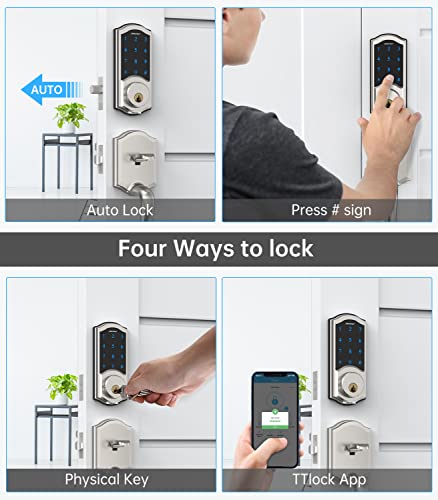 Smart Deadbolt, SMONET Front Door Lock Keyless Entry, Bluetooth Electronic Touchscreen Keypad, Physical Keys, Auto Lock, Remote Control, Send eKey, Airbnb, Apartment