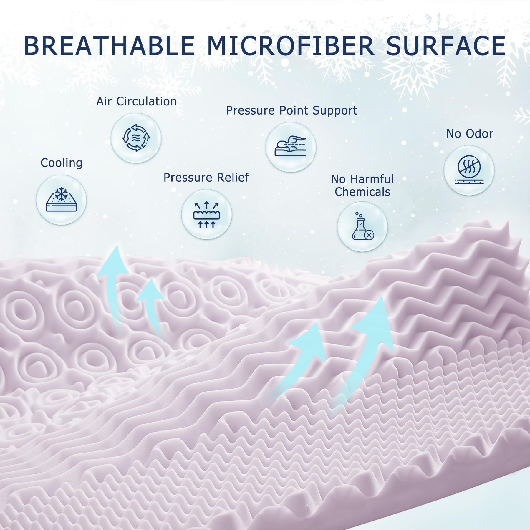 Moonear King Size Memory Foam Mattress Topper - 4 Inch Cooling, 2 Inch Gel Memory Foam, 2 Inch Pillow Top, Washable, Pull On, Soft, Water Repellent