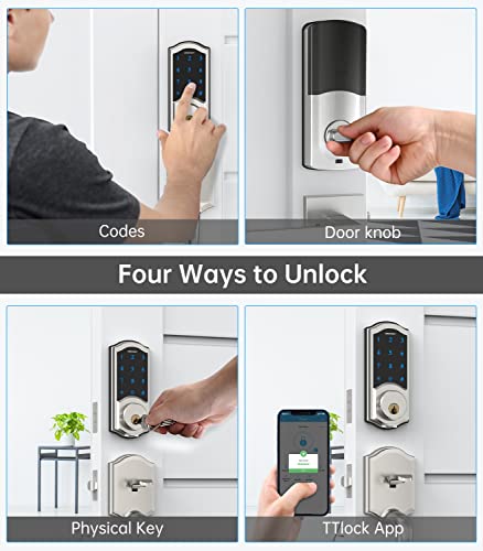 Smart Deadbolt, SMONET Front Door Lock Keyless Entry, Bluetooth Electronic Touchscreen Keypad, Physical Keys, Auto Lock, Remote Control, Send eKey, Airbnb, Apartment