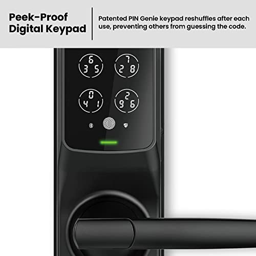 Lockly Secure Pro, Wi-Fi Smart Lock, Keyless Entry Door Lock, PIN GenieĀ® Keypad, 3D Biometric Fingerprint Sensor, Voice Control, Auto Lock - Matte Black (PGD628WMB) - Latch Edition