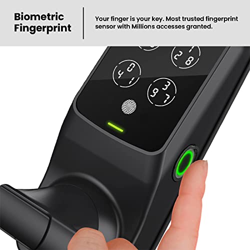 Lockly Secure Pro, Wi-Fi Smart Lock, Keyless Entry Door Lock, PIN GenieĀ® Keypad, 3D Biometric Fingerprint Sensor, Voice Control, Auto Lock - Matte Black (PGD628WMB) - Latch Edition