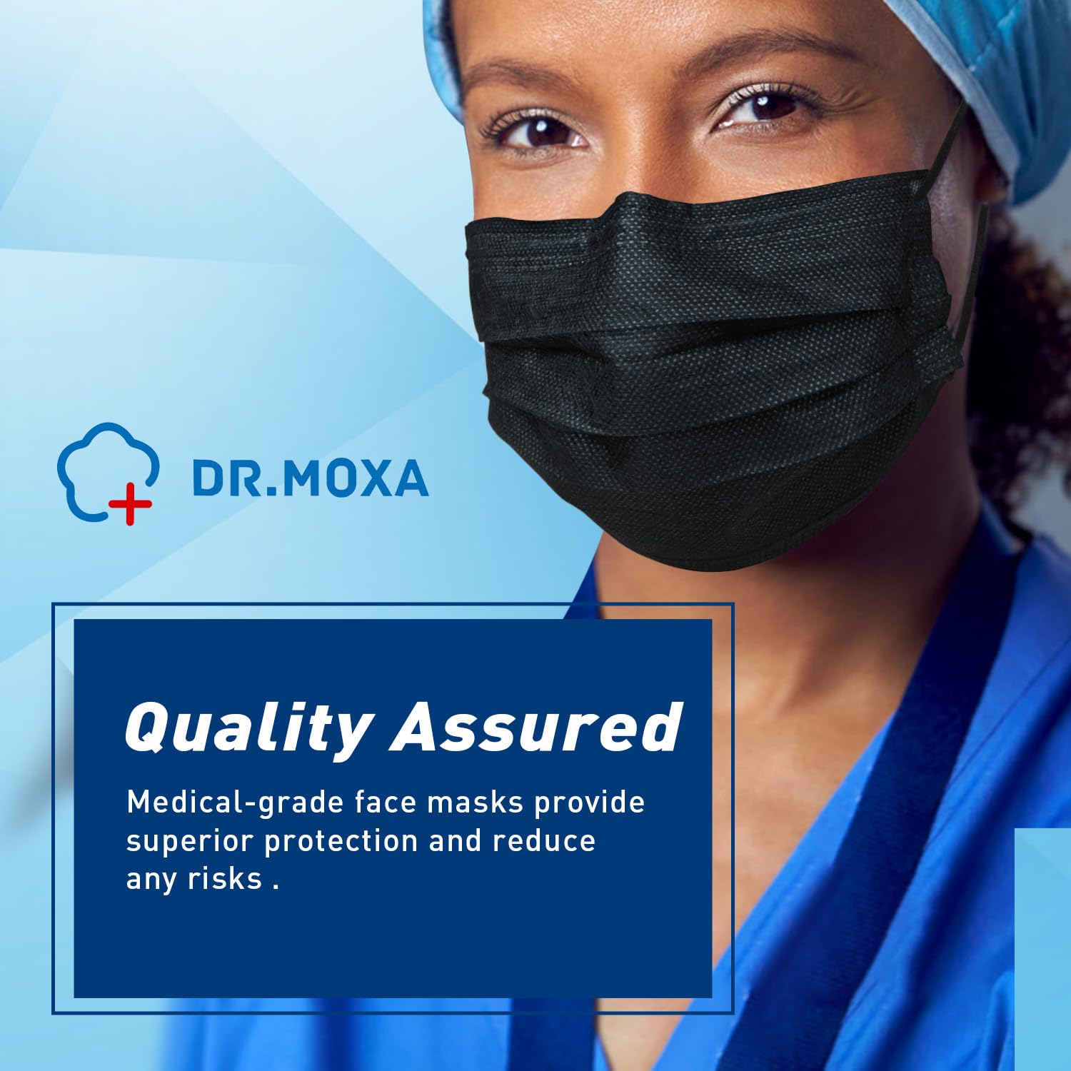 100Pcs Medical Grade Black Disposable Face Masks -3 Ply Face Mask for Adults -USA Made Masks, Comfortable,Soft, Breathable