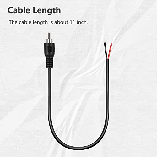 Bolvek 4 Pack RCA Male to Speaker Wire, RCA Male Plug Adapter Connector to Bare Wire Open End Audio Cable for Amplifier Audio Video Receiver Speakers