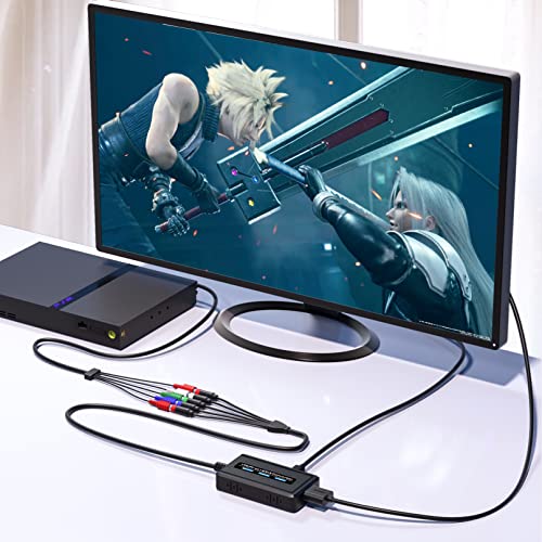 Female Component to HDMI Converter with Scaler Function for PS2/ NGC/ Xbox/ Wii with Male Component, RGB to HDMI Scaler Converter with HDMI and Integrated Component Cables, YPbPr to HDMI Converterā¦