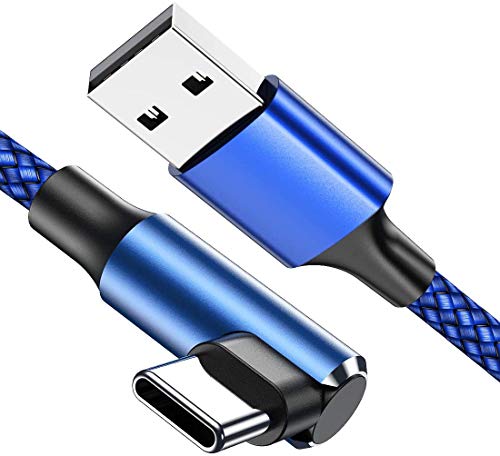 USB Type C Cable 90 Degree [2Pack 6.6FT], Right Angled USB A to C Charger Cable for Samsung Phones and Tablets, Google Pixel, LG and More – 3A Quick Charging Cable & Fast Data Sync Transfer