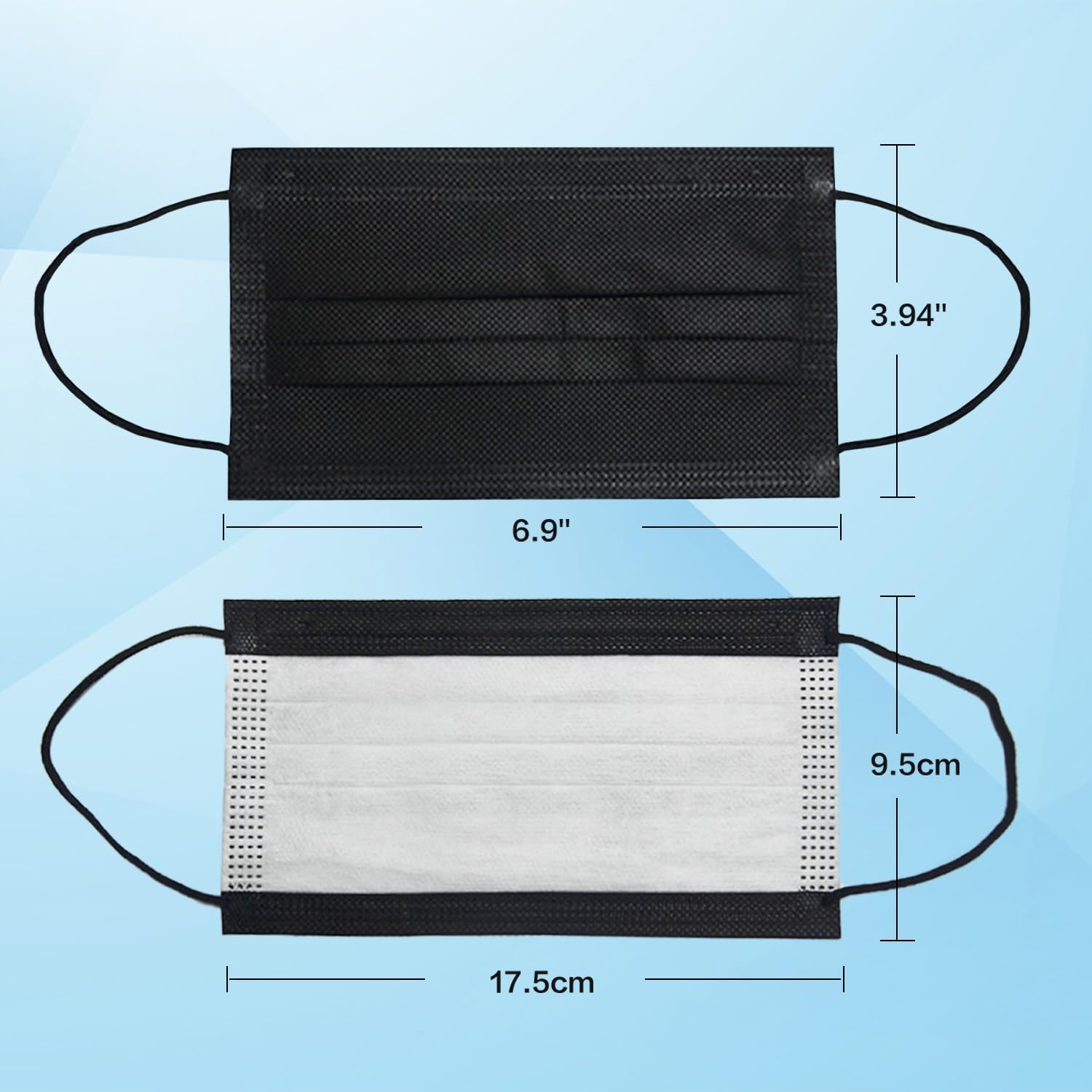 100Pcs Medical Grade Black Disposable Face Masks -3 Ply Face Mask for Adults -USA Made Masks, Comfortable,Soft, Breathable