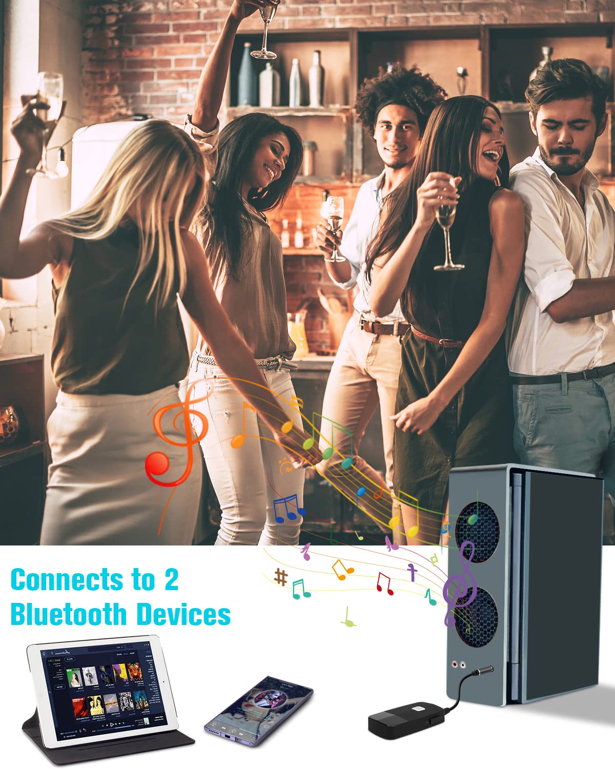 Golvery Upgraded Bluetooth 5.4 Receiver for Speaker, Wireless Audio Adapter for Home Audio Car Stereo with 3.5mm RCA Jack, 20 Hours Playtime, Dual Connection to 2 Phones, Easy Control ON/Off Slider