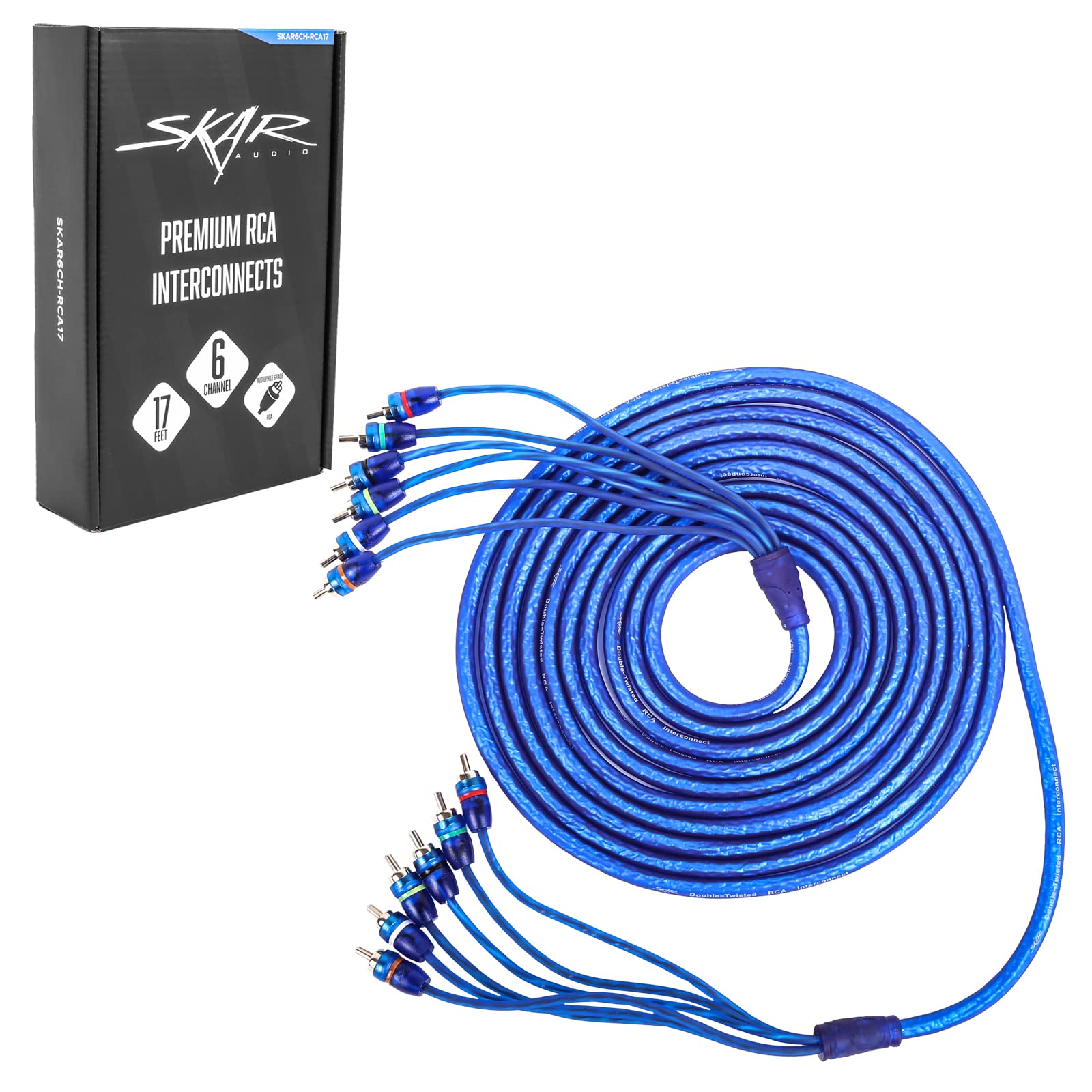 Skar Audio 17-Foot 6-Channel Twisted Pair RCA Interconnect Cable for Personal Computer- SKAR6CH-RCA17