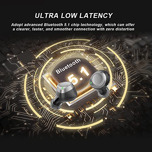 IDE11 Wireless Earbud Bluetooth Headphones, Bluetooth 5.1 Ear Buds True Wireless HI-FI Stereo, Earphones 48H Playtime with Mic and Charging Case Touch Control for Sport Work Sliver