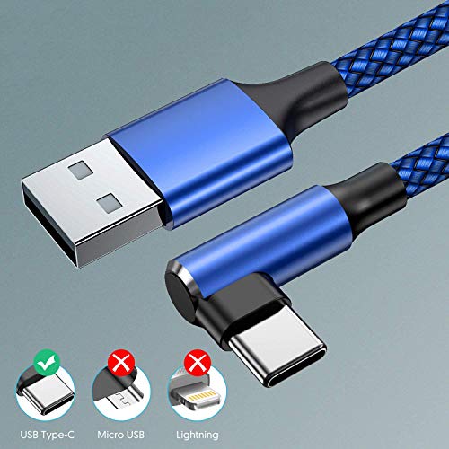 USB Type C Cable 90 Degree [2Pack 6.6FT], Right Angled USB A to C Charger Cable for Samsung Phones and Tablets, Google Pixel, LG and More – 3A Quick Charging Cable & Fast Data Sync Transfer
